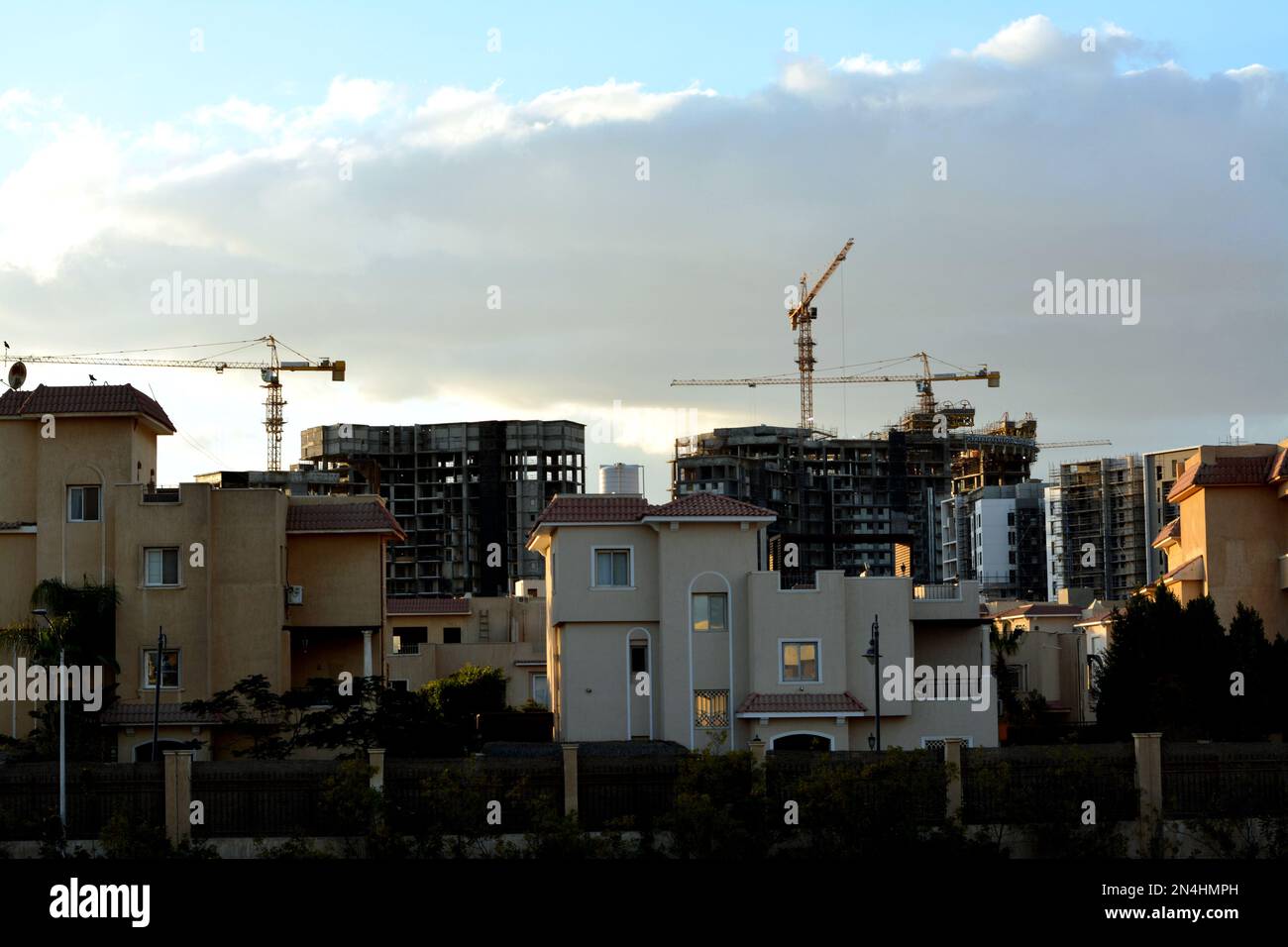 Giza, Egypt, February 4 2023: A construction site of new high rise in ...