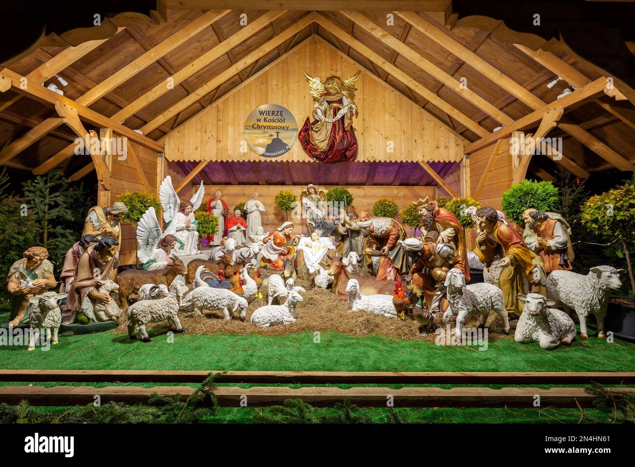 Czestochowa, Poland - 01 January, 2023: Nativity scene with statues in ...