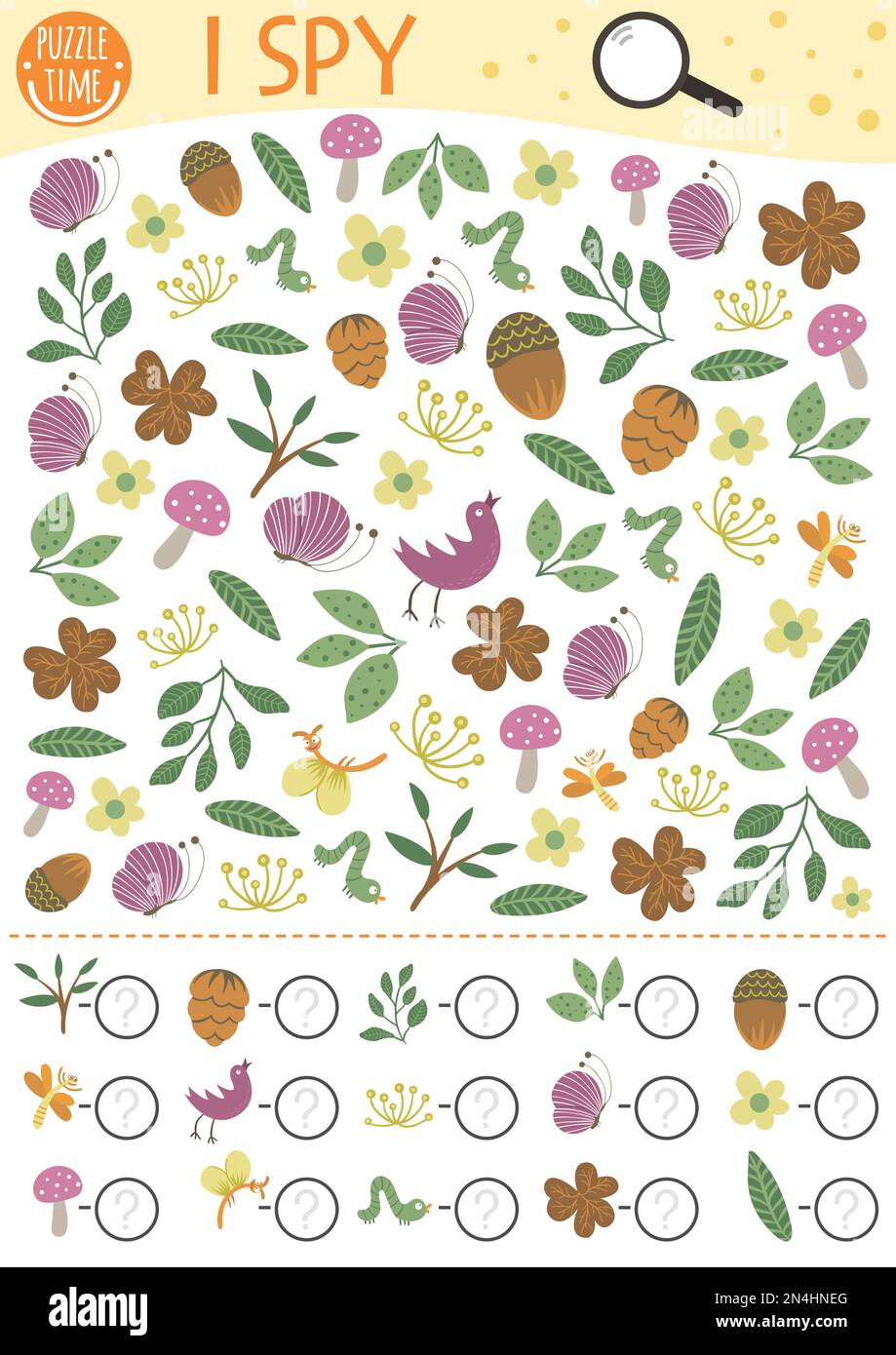 Nature I spy game for kids. Searching and counting activity for ...
