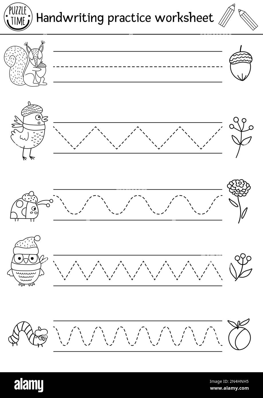 Vector Thanksgiving handwriting practice worksheet. Autumn printable ...