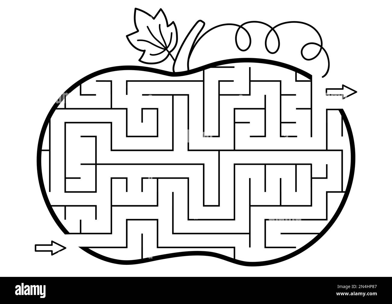 Thanksgiving black and white maze for children. Autumn or Halloween ...