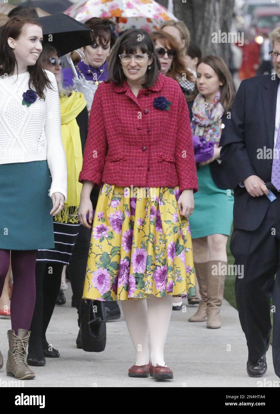 FILE - In this April 5, 2014, file photo, Kate Kelly leads a Mormon's ...