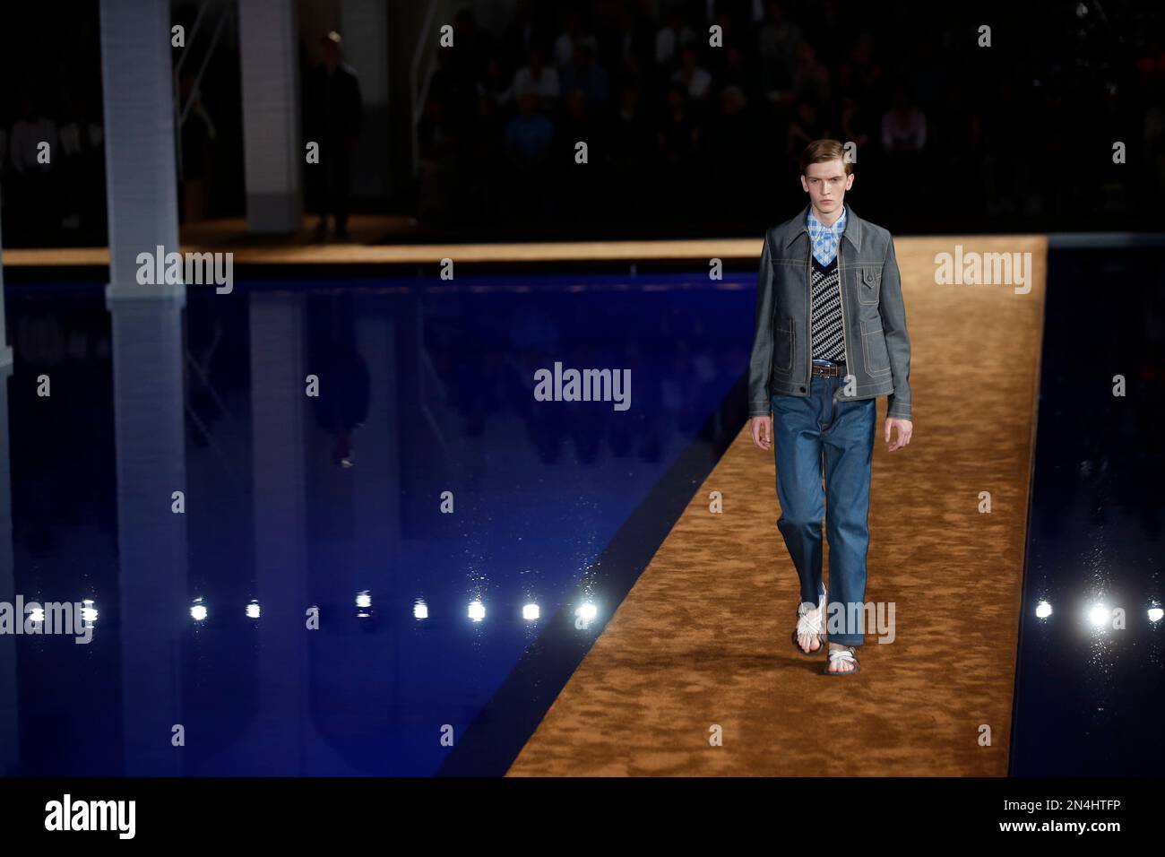 A model wears a creation for Prada men's Spring-Summer 2015 collection ...