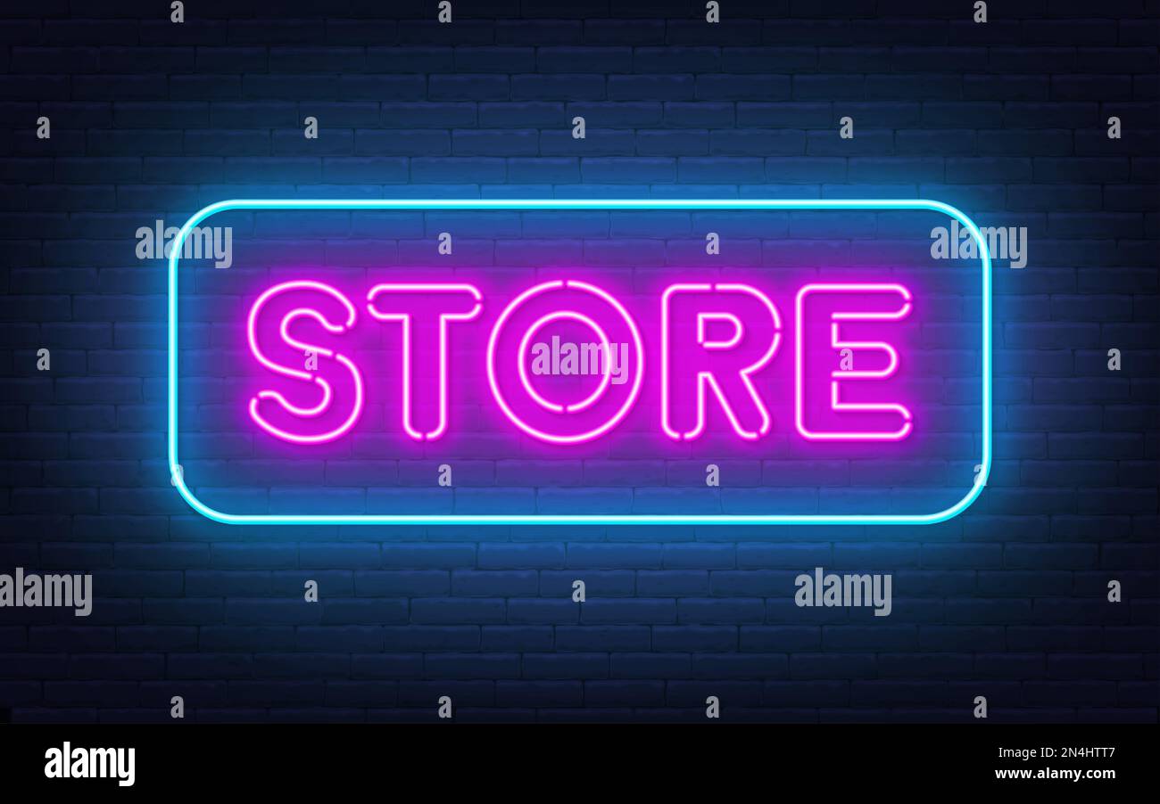 Store neon sign on brick wall background Stock Vector Image & Art - Alamy