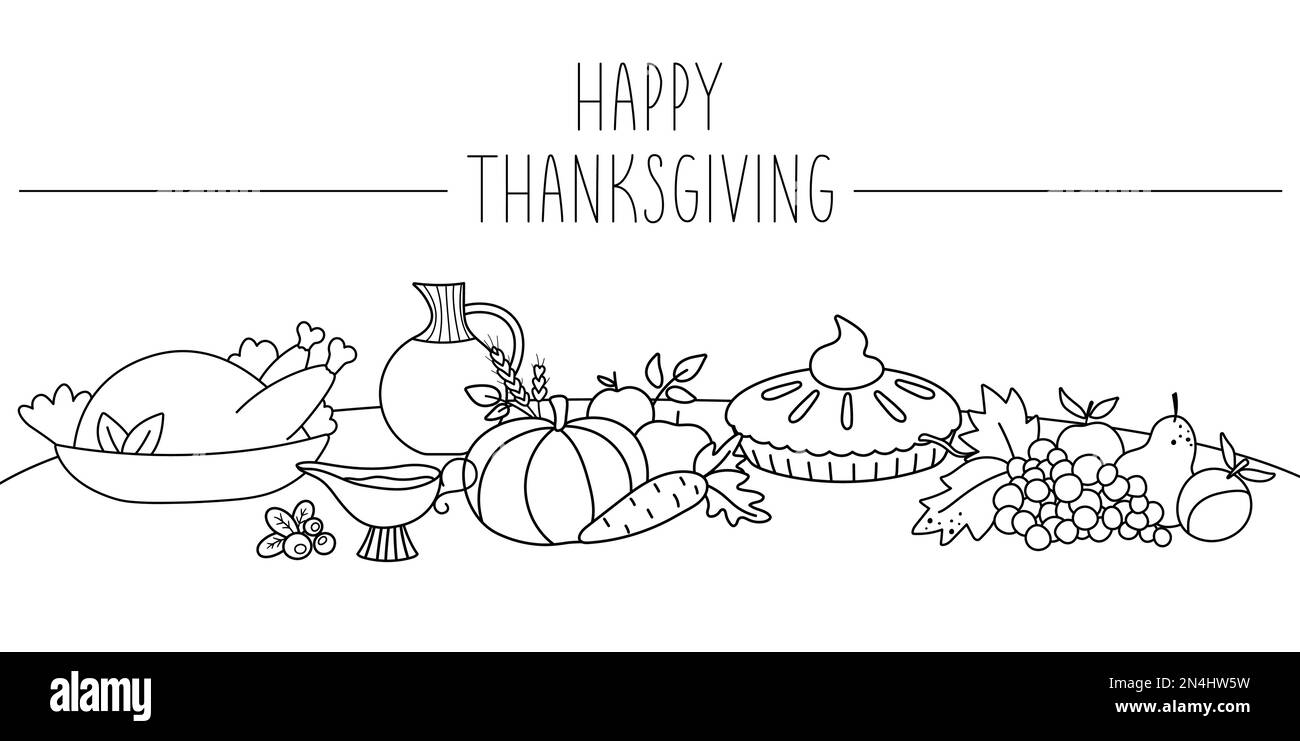 Vector black and white scene with traditional Thanksgiving or Christmas ... Vector black and white scene with traditional Thanksgiving or Christmas ...