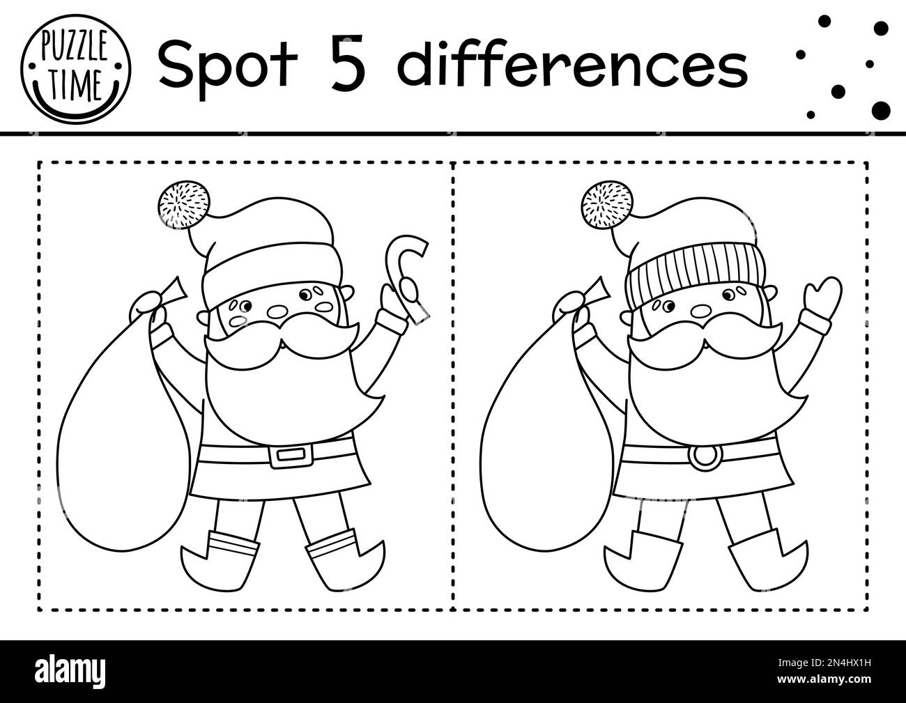 Christmas find differences and color game for children. Winter ...