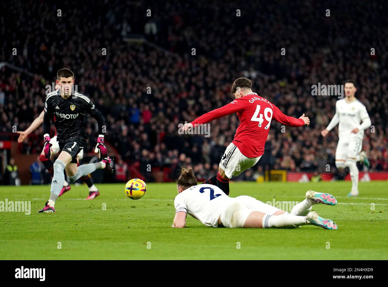 Manchester United's Alejandro Garnacho attempts a shot on goal during ...