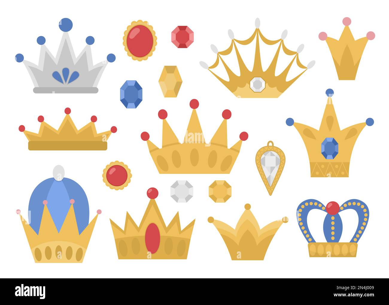 Fairy tale crowns collection. Vector set of fantasy king or queen ...