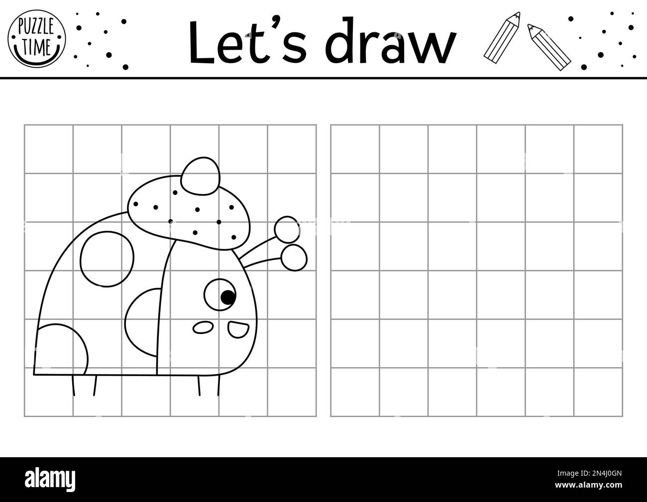 Complete the ladybird picture. Vector forest drawing practice worksheet ...