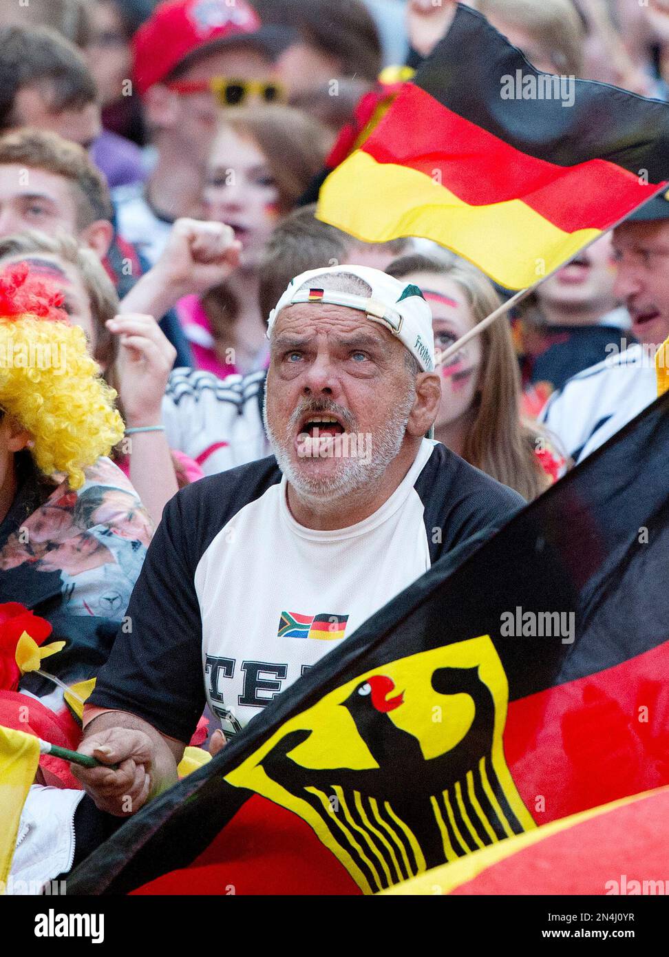 German soccer fans celebrate their team during the soccer World Cup ...