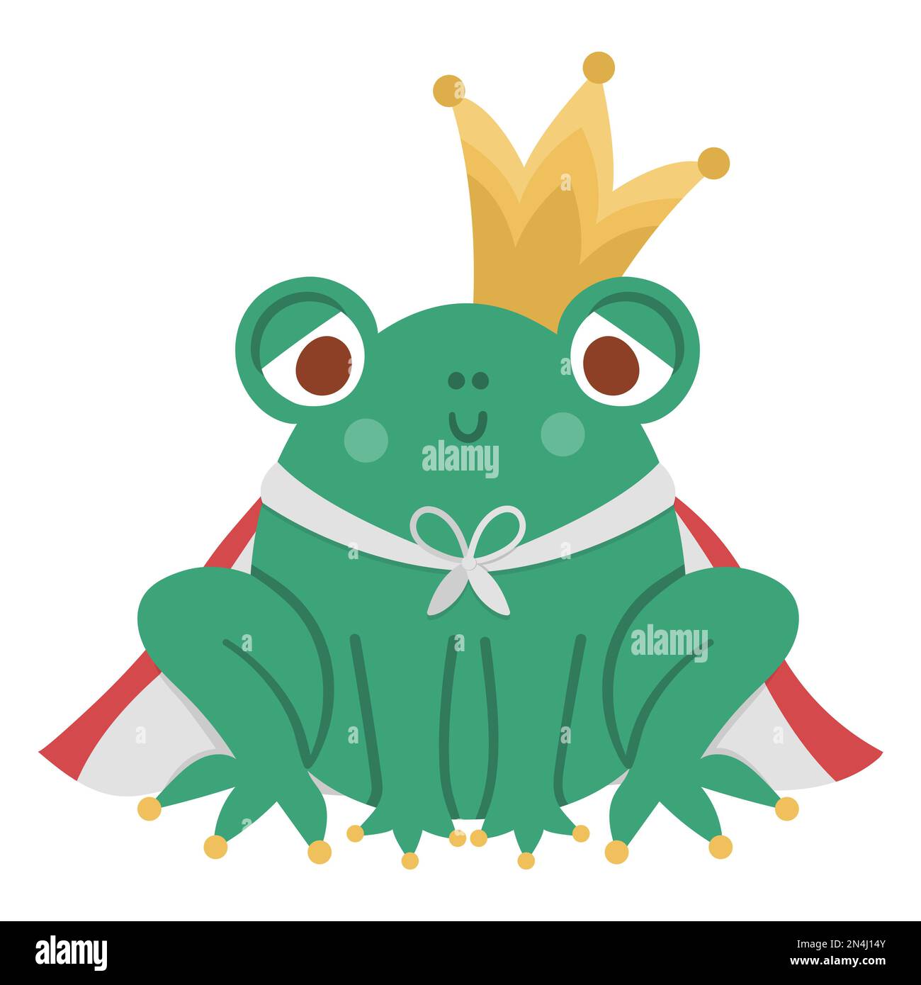 Fairy tale frog prince with crown and mantle isolated on white ...