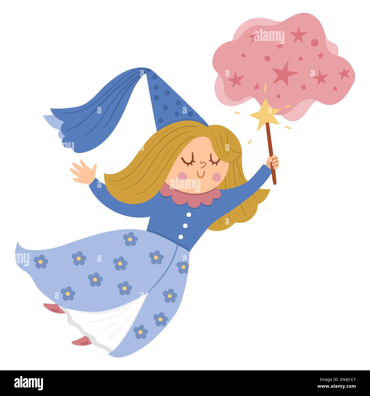 Fairy tale vector fairy with magic wand. Fantasy flying sorceress in ...