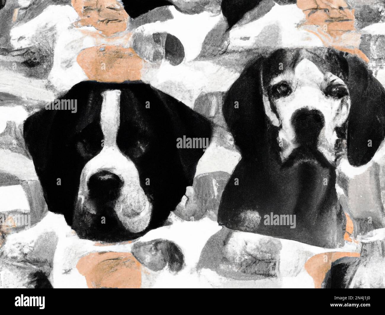 Dog faces, colours abstract background collage – Digital Illustration ...