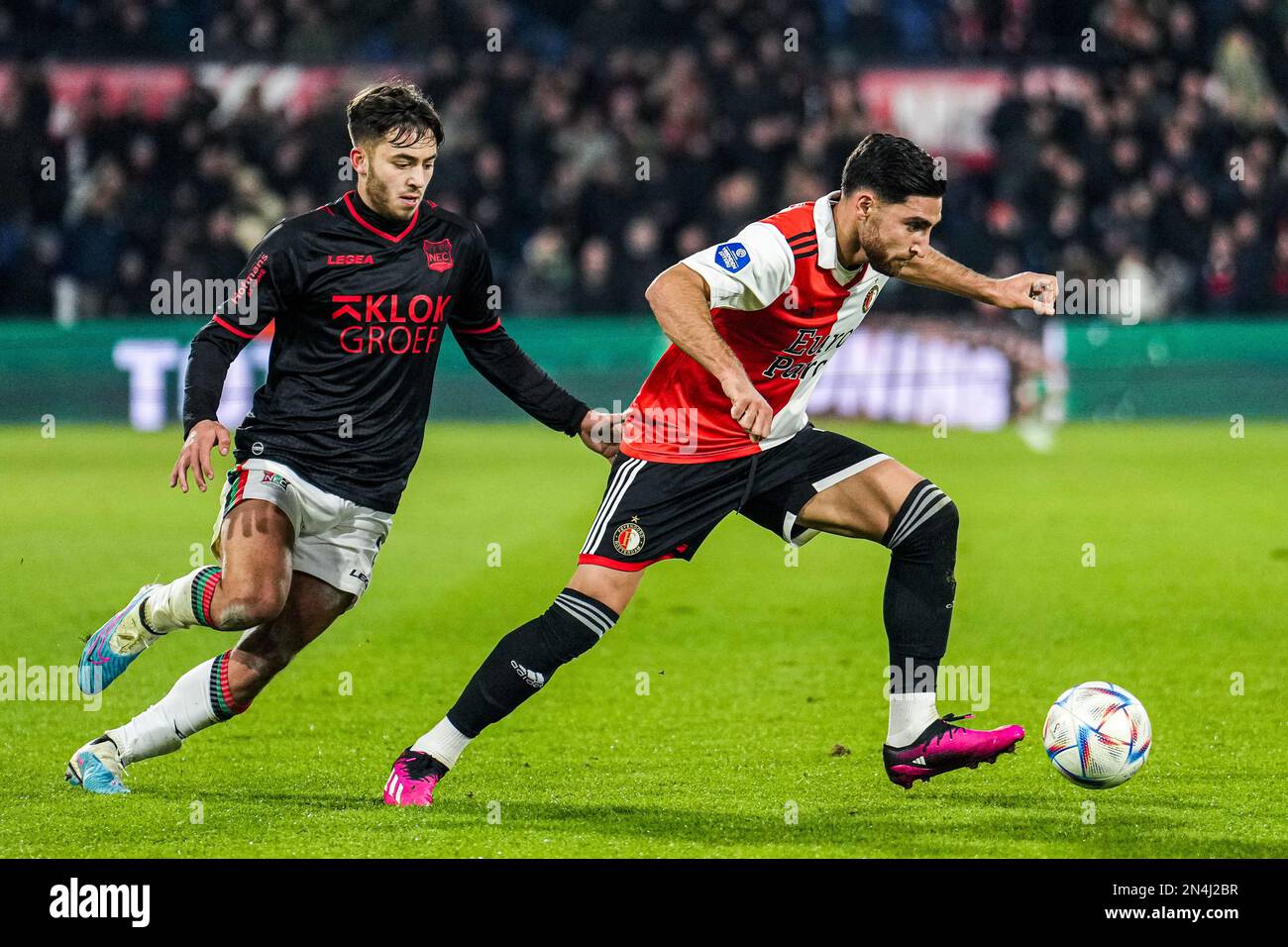 Rotterdam - Souffian El Karouani of NEC Nijmegen, Alireza Jahanbakhsh of Feyenoord during the ...