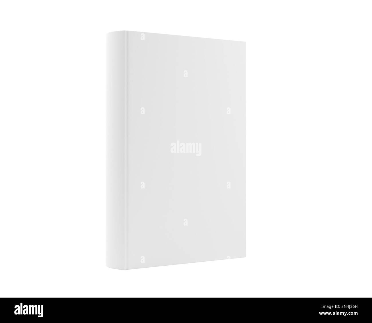 Single, white blank book template or mock up standing on white ...