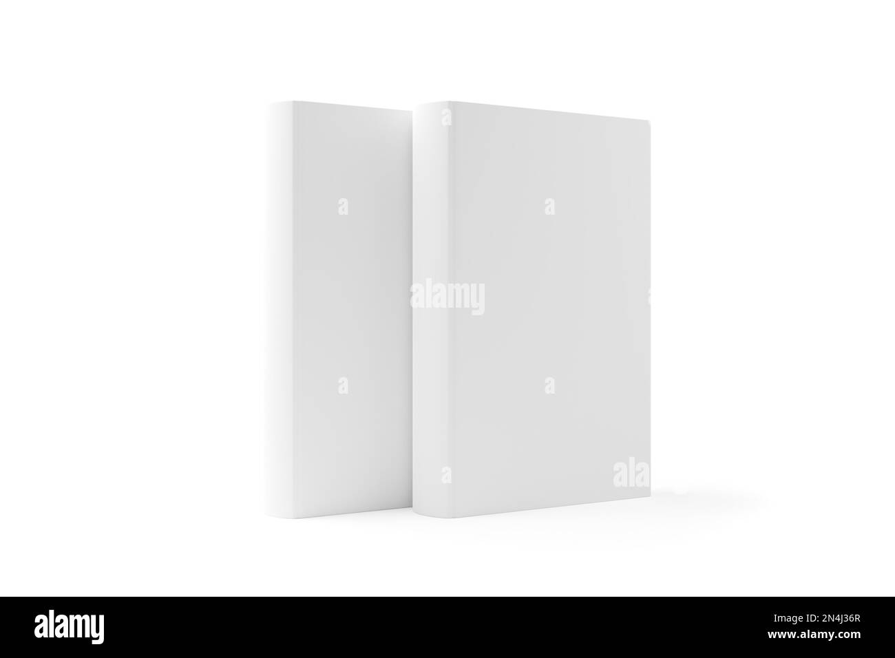 Two white blank hardcover book templates or mock ups standing on white ...