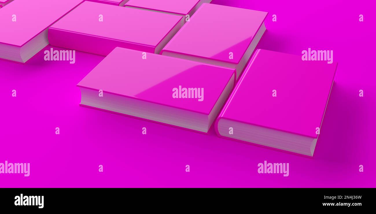 Pink hardcover books layed out on pink background, modern books ...