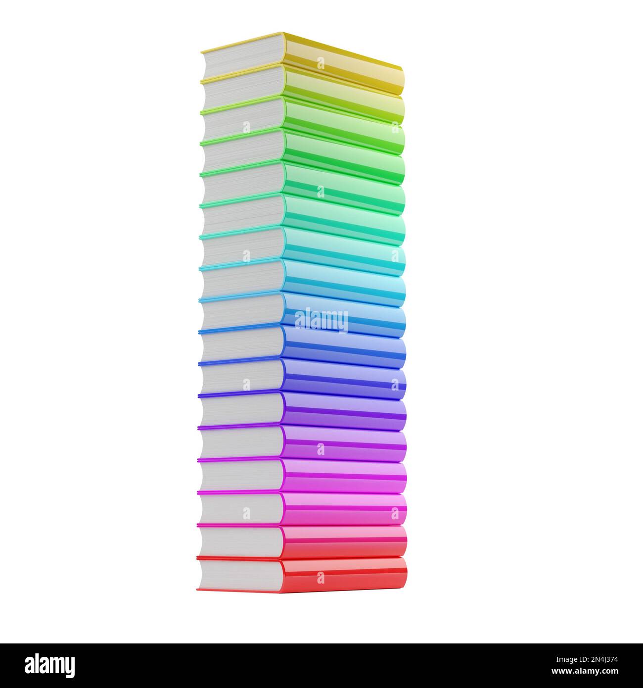 Spectrum colored vertical stack of hardcover books over white ...