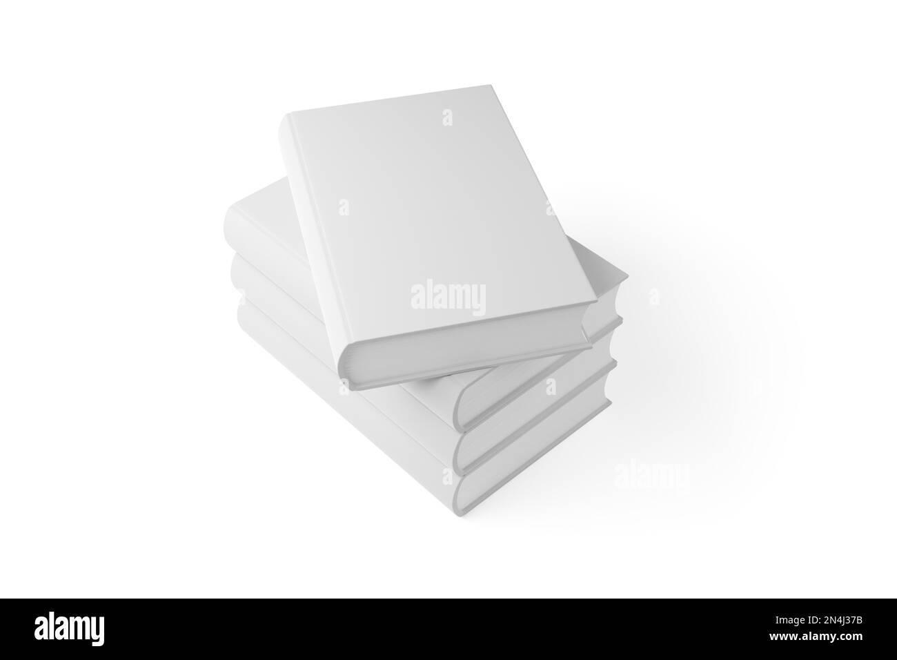 Four white blank hardcover books stack with one rotated templates or ...