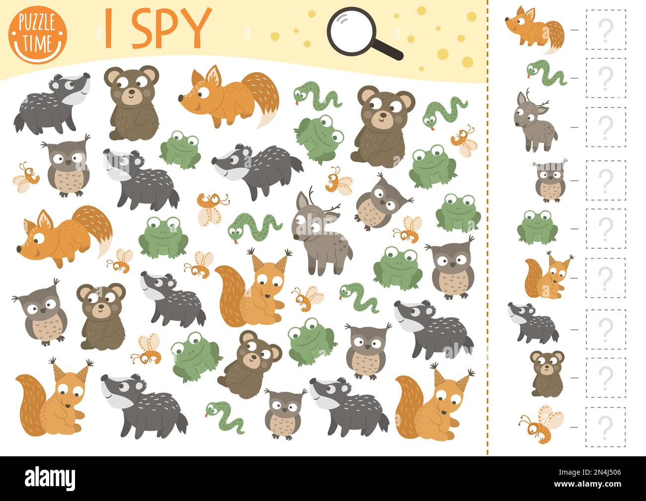 Forest baby animals I spy game for kids. Searching and counting ...