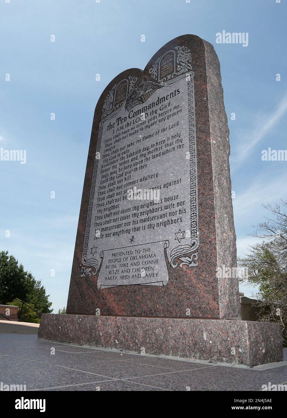 The Ten Commandments monument is pictured at the state Capitol in ...