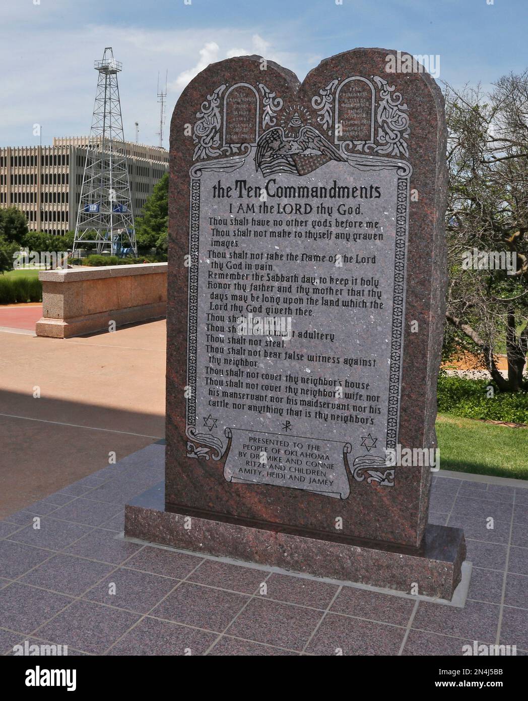 The Ten Commandments monument is pictured at the state Capitol in ...
