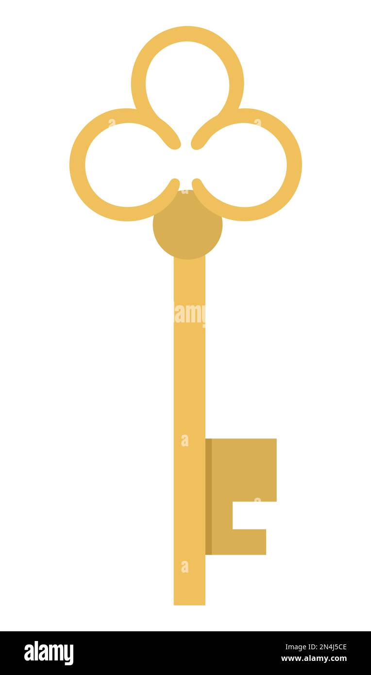 Vector golden key icon. Beautiful lock element isolated on white ...