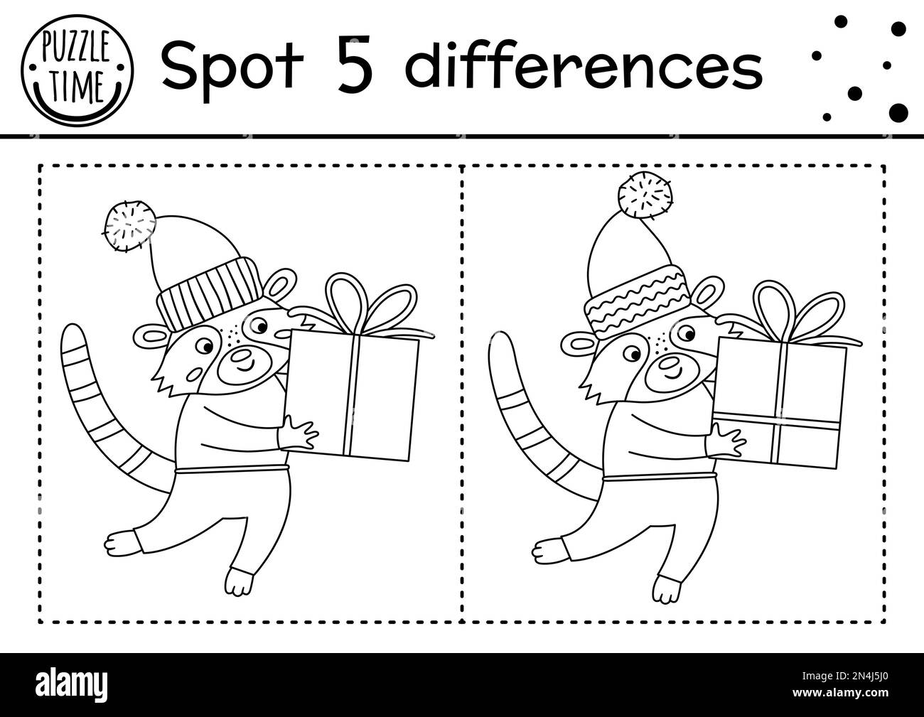 Christmas find differences and color game for children. Winter ...