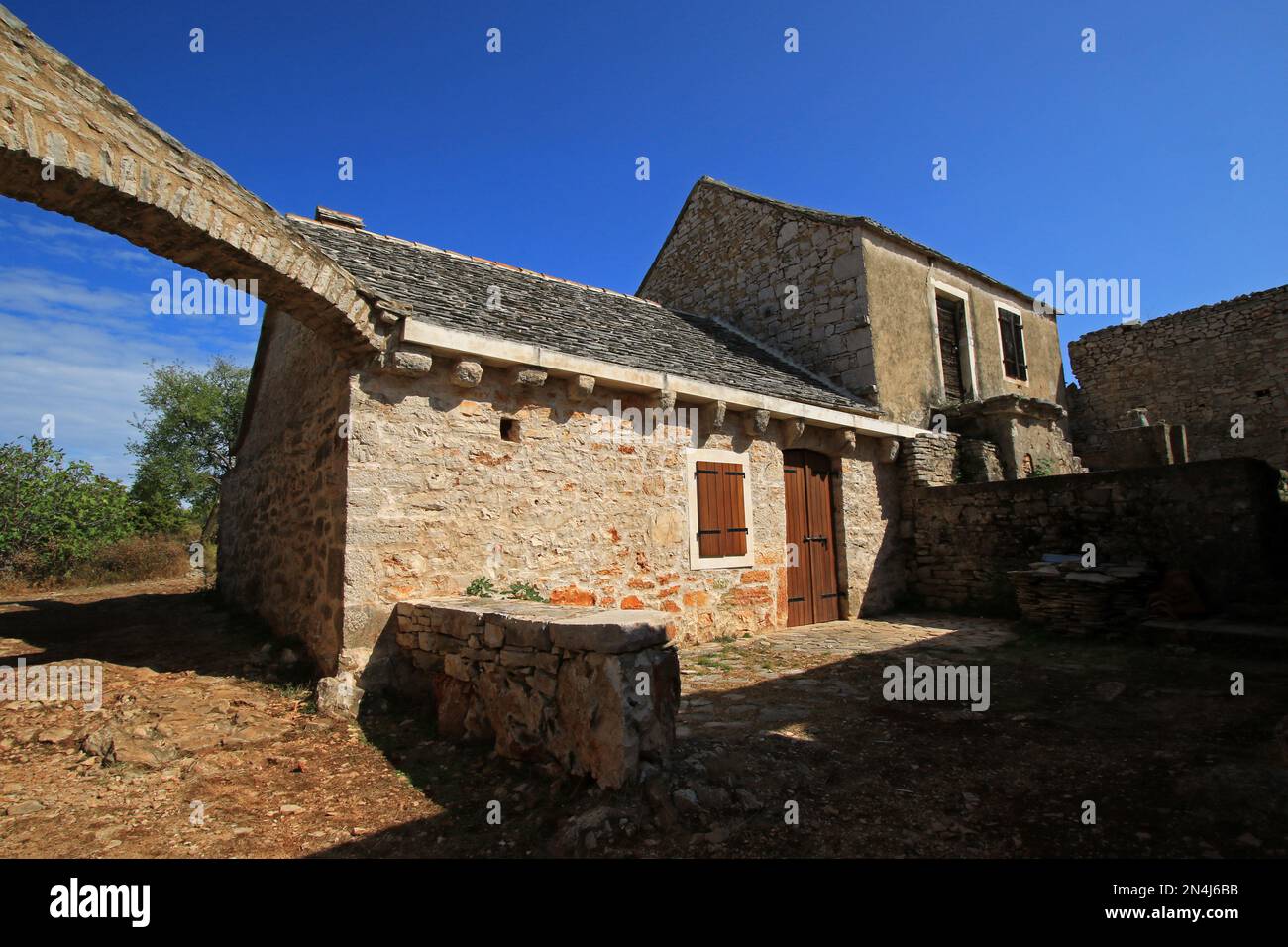 Humac, ghost village, abandoned village on Hvar island, Croatia Stock ...