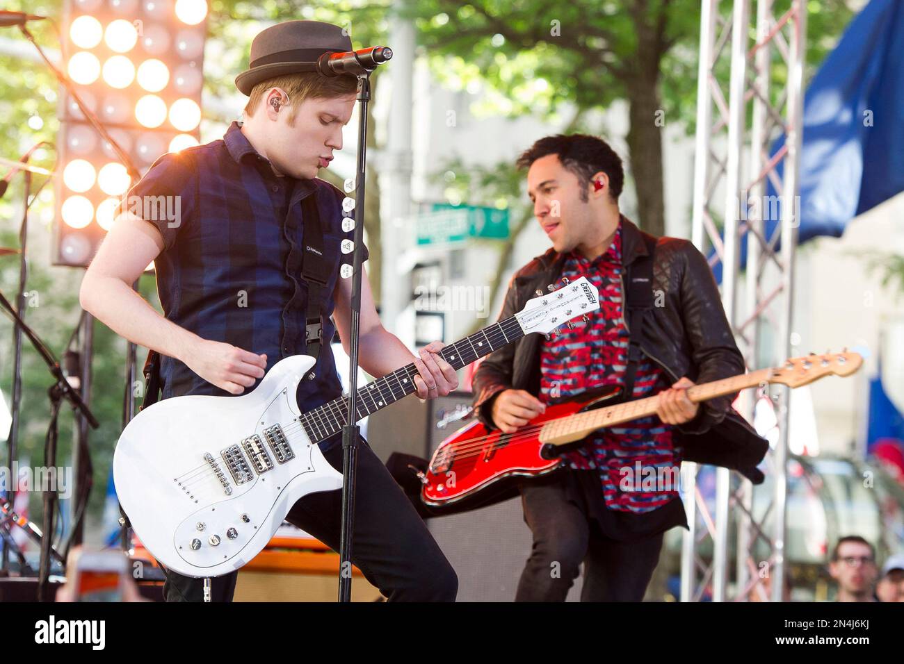 Fall Out Boy members Patrick Stump, left, and Pete Wentz perform on NBC ...