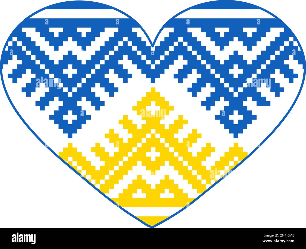 Ukrainian flag - heart shape with Vyshyvanka folk art vector seamless ...