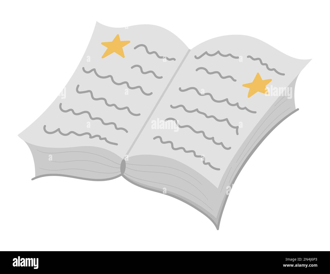 Vector opened book with stars, front view. Back to school or fairytale ...