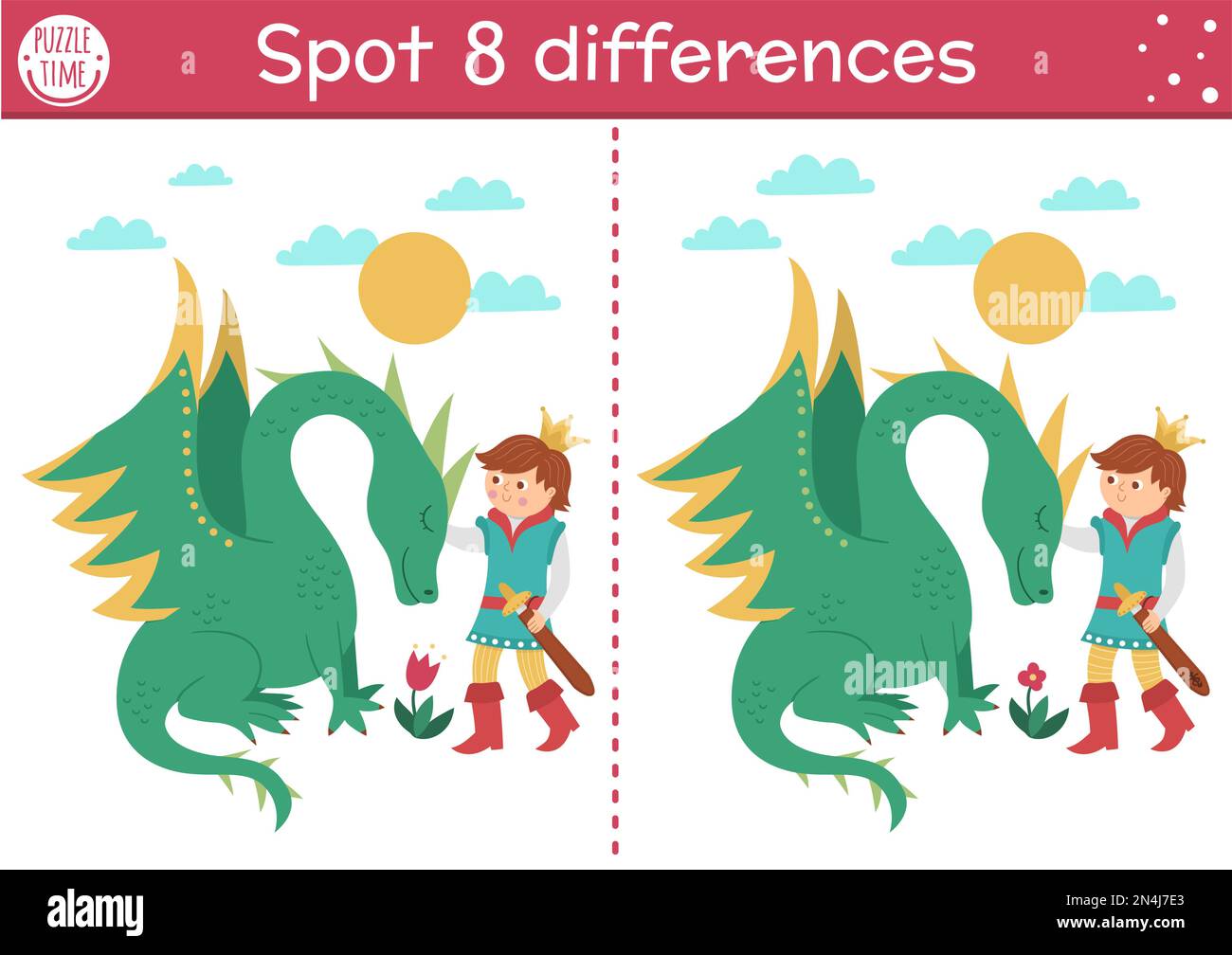 Find differences game for children. Fairytale educational activity with ...