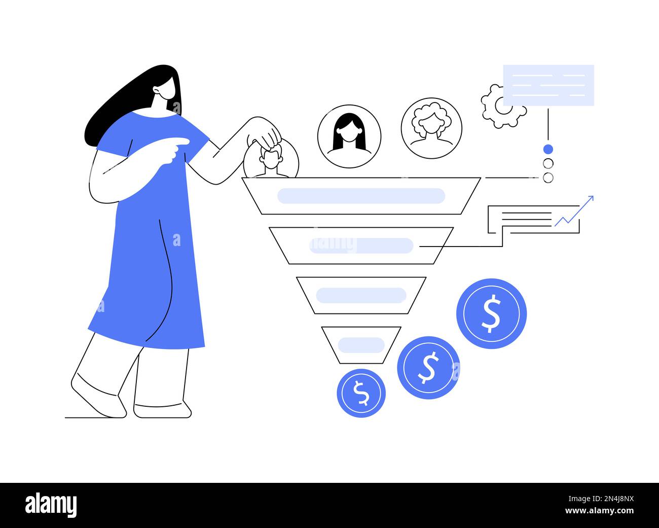 Sales funnel management abstract concept vector illustration Stock ...