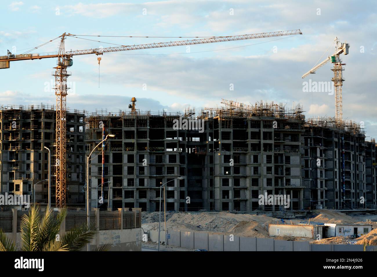 Giza, Egypt, February 4 2023: A construction site of new high rise in ...
