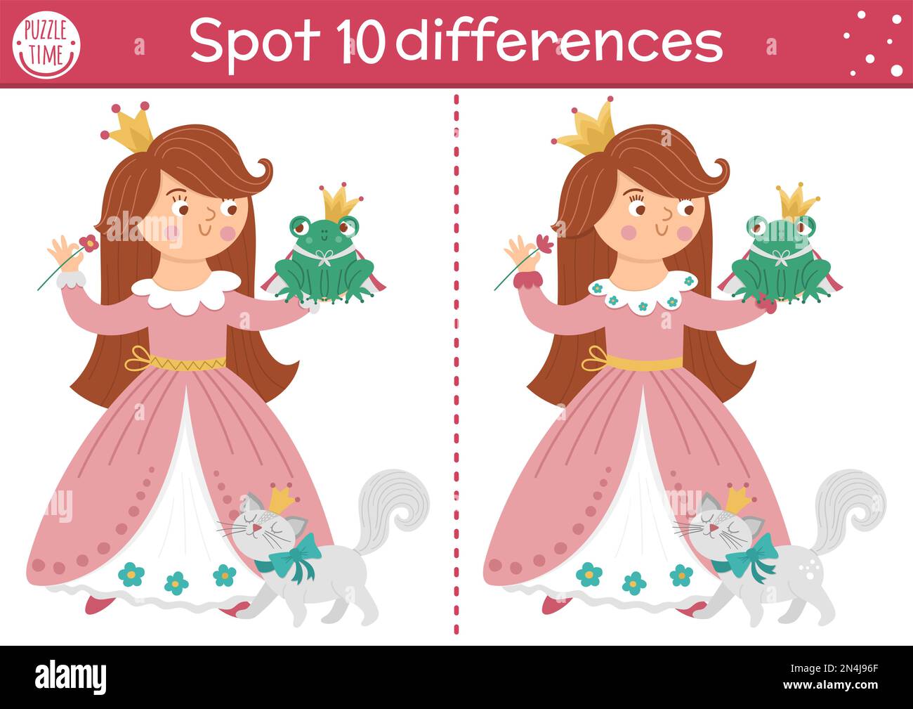 Find differences game for children. Fairytale educational activity with ...