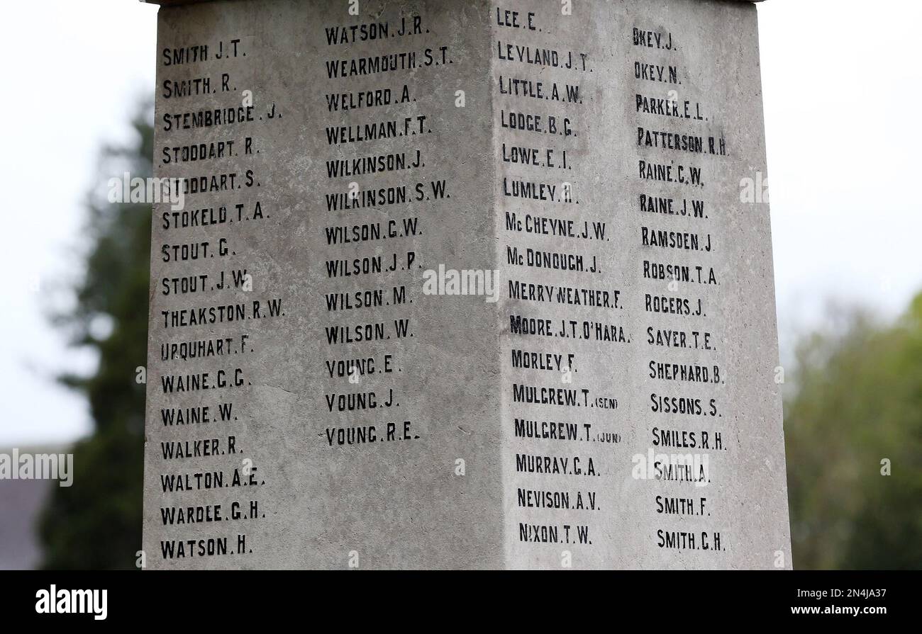 This May 7, 2014 photo shows the names of the five Smith brothers that ...