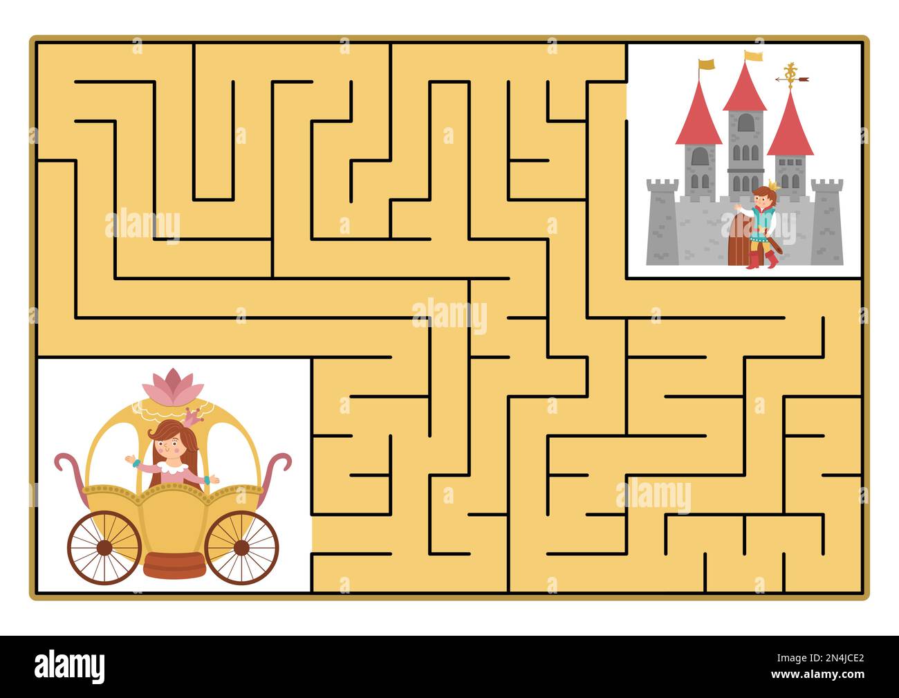 Fairytale maze for kids with fantasy characters. Magic kingdom ...