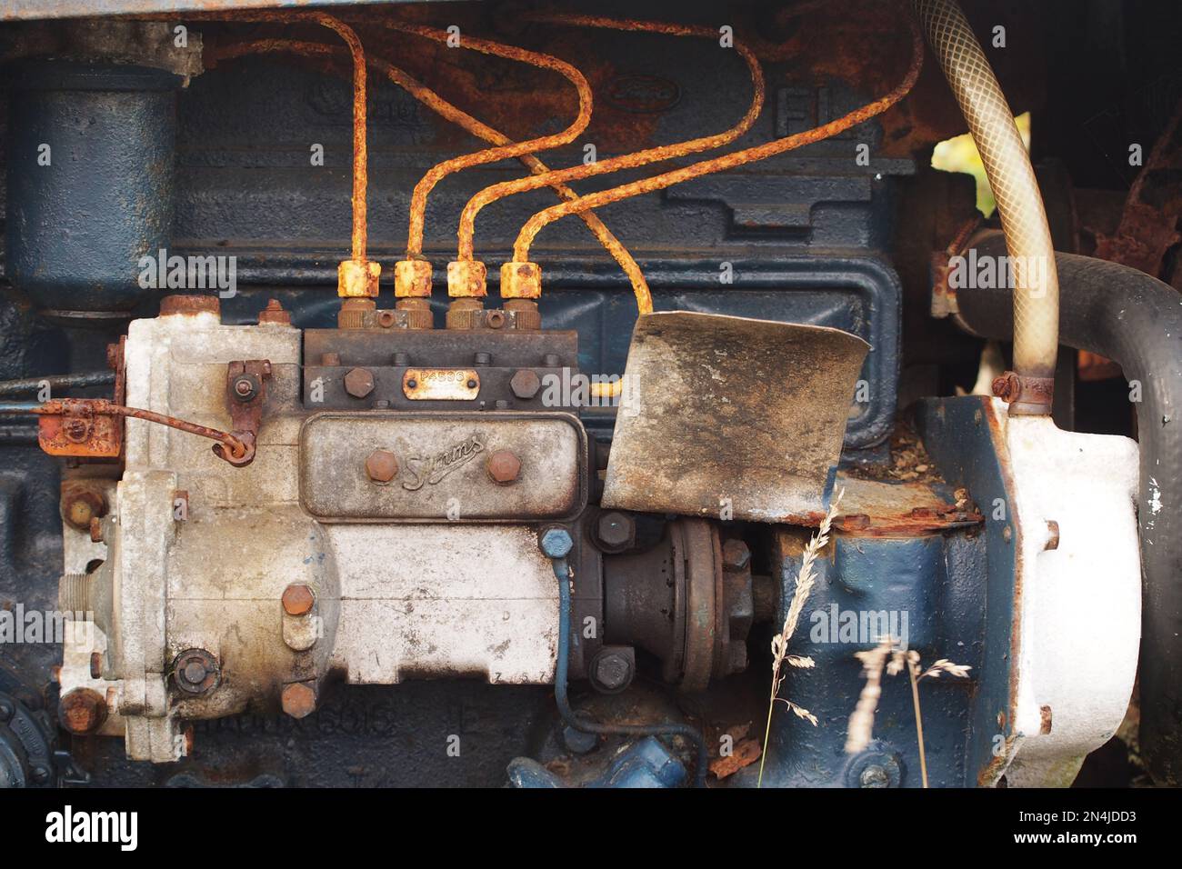 Close up of a disused, old tractor engine Stock Photo - Alamy