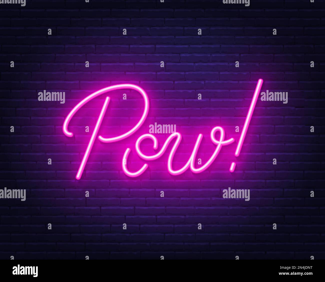 Pow neon sign on brick wall background Stock Vector Image & Art - Alamy