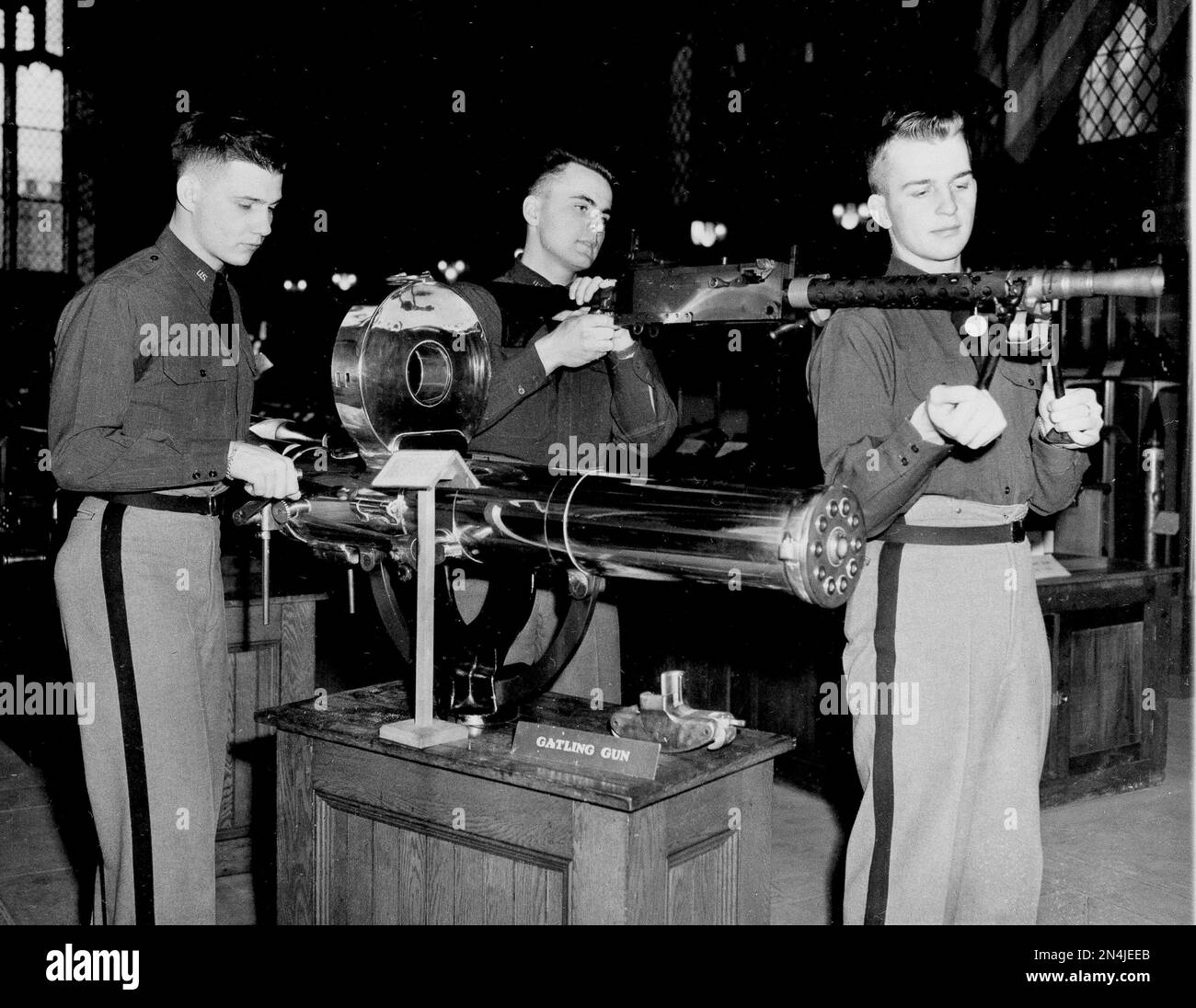 West Point cadets demonstrate the old and the new in machine guns, Dec ...