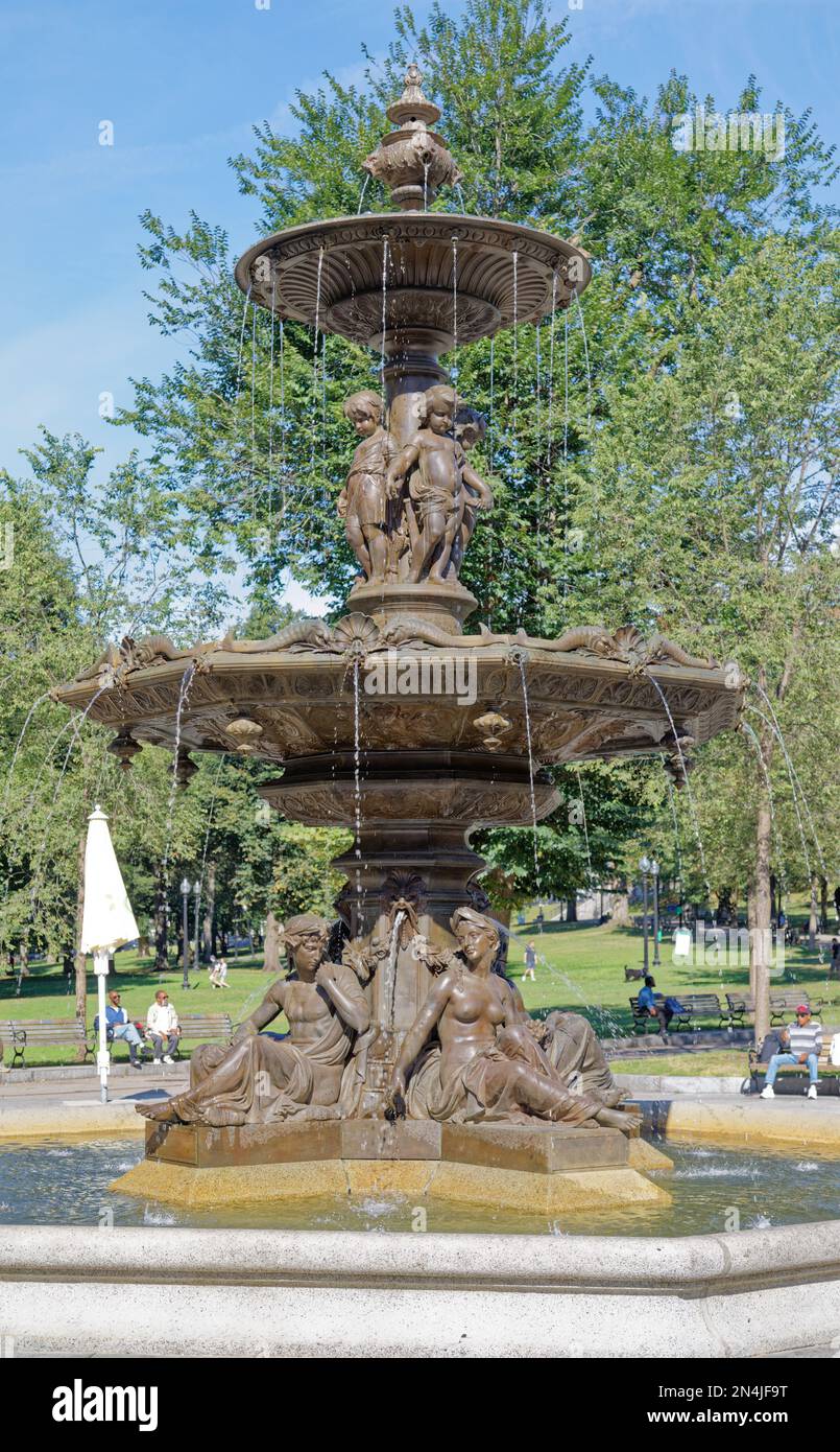 Boston Downtown: Brewer Fountain in Boston Common depicts Roman and ...