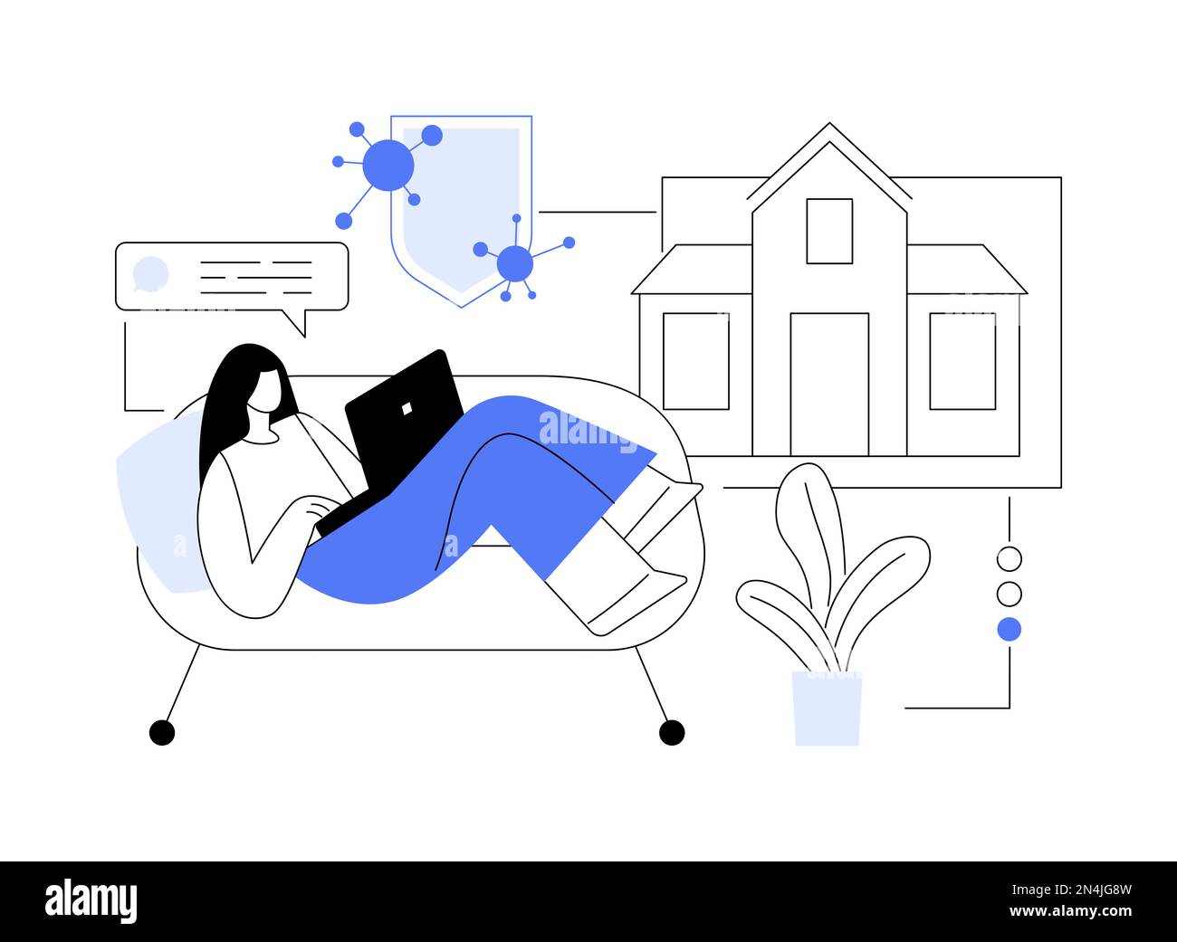 Work from home during sick leave abstract concept vector illustration ...