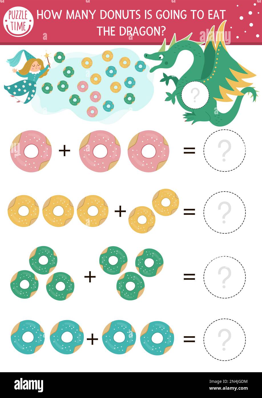 How many donuts game with cute fairytale creatures. Magic kingdom math ...