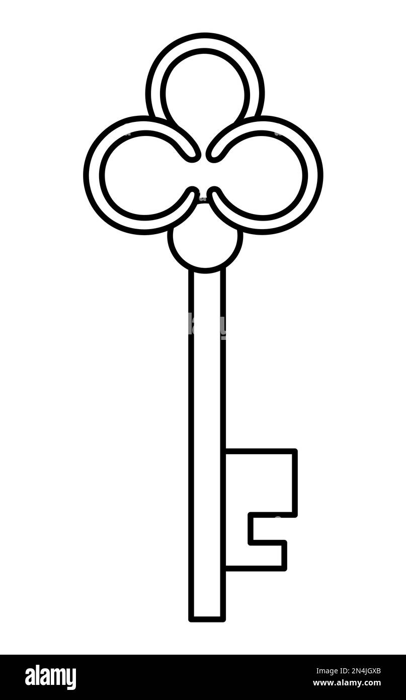 Vector black and white key icon. Beautiful line lock element or ...