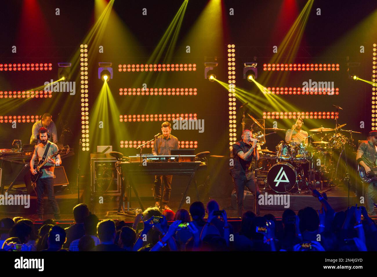 Linkin Park performs on stage during the iHeartRadio Live Series at the ...