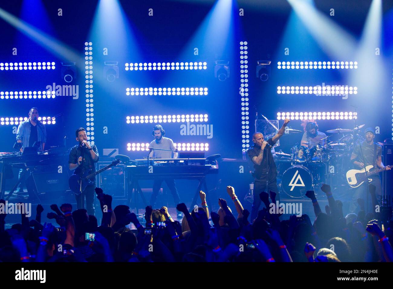 Linkin Park performs on stage during the iHeartRadio Live Series at the ...