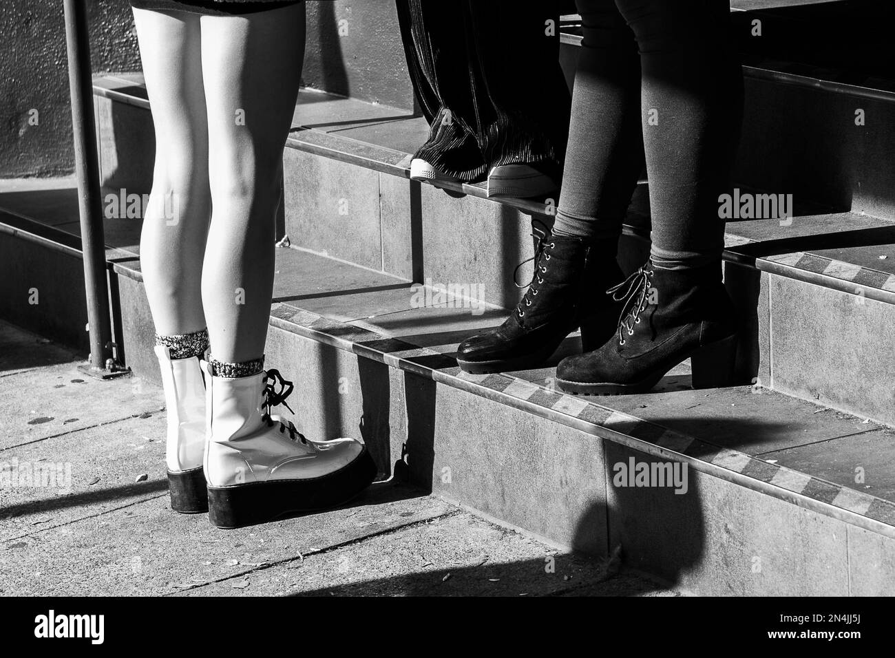 Walking people feet Black and White Stock Photos & Images - Alamy