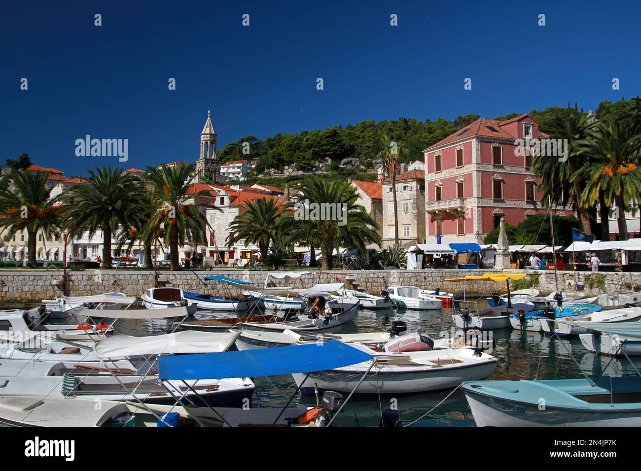 Harbour harbor boats hvar croatia boat port island hi-res stock ...