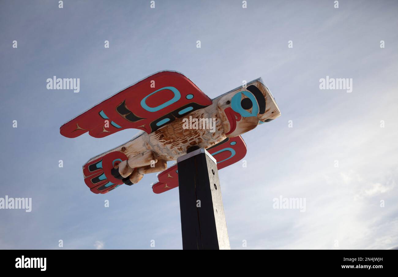 Totems and native styled buildings, Carcross, Yukon, Canada Stock Photo ...